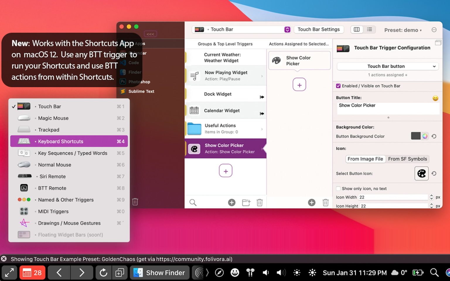 BetterTouchTool Mac 触摸板增强工具软件丨中文网站正版购买 – BetterTouchTool 是一款功能丰富的 Mac 应用程序，可自定义各种输入设备，如触控板、鼠标、键盘 ...